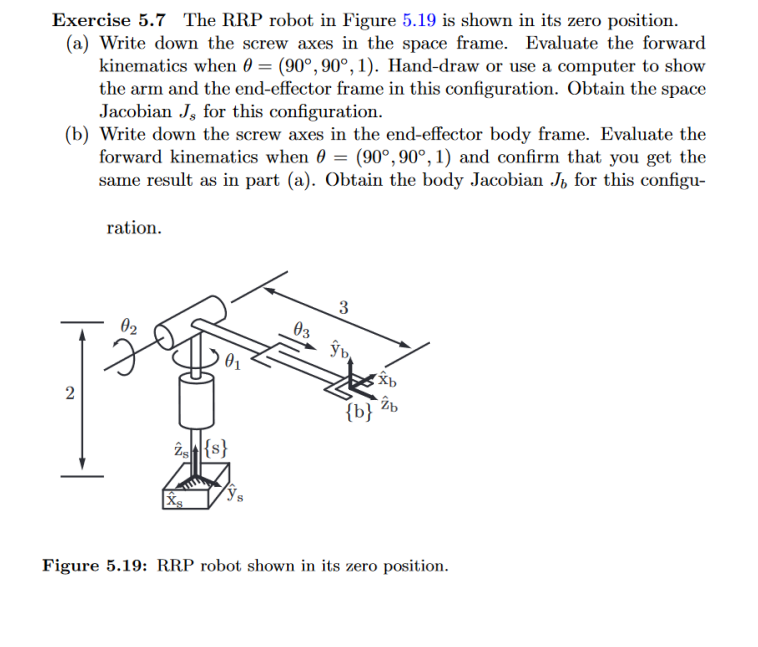 Solved Exercise 5.7 The RRP robot in Figure 5.19 is shown in | Chegg.com