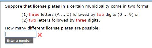 Solved Suppose that license plates in a certain municipality | Chegg.com