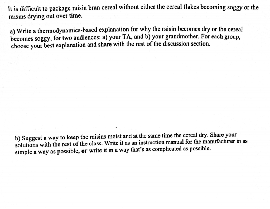 It is difficult to package raisin bran cereal without | Chegg.com