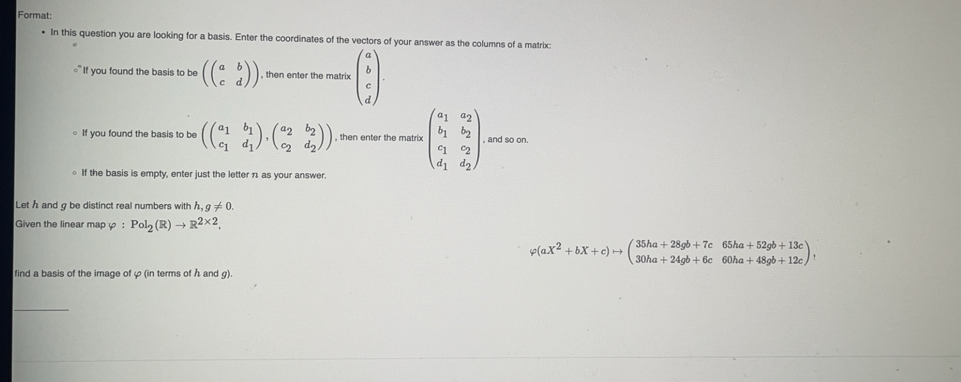 Solved Let h ﻿and g ﻿be distinct real numbers with | Chegg.com