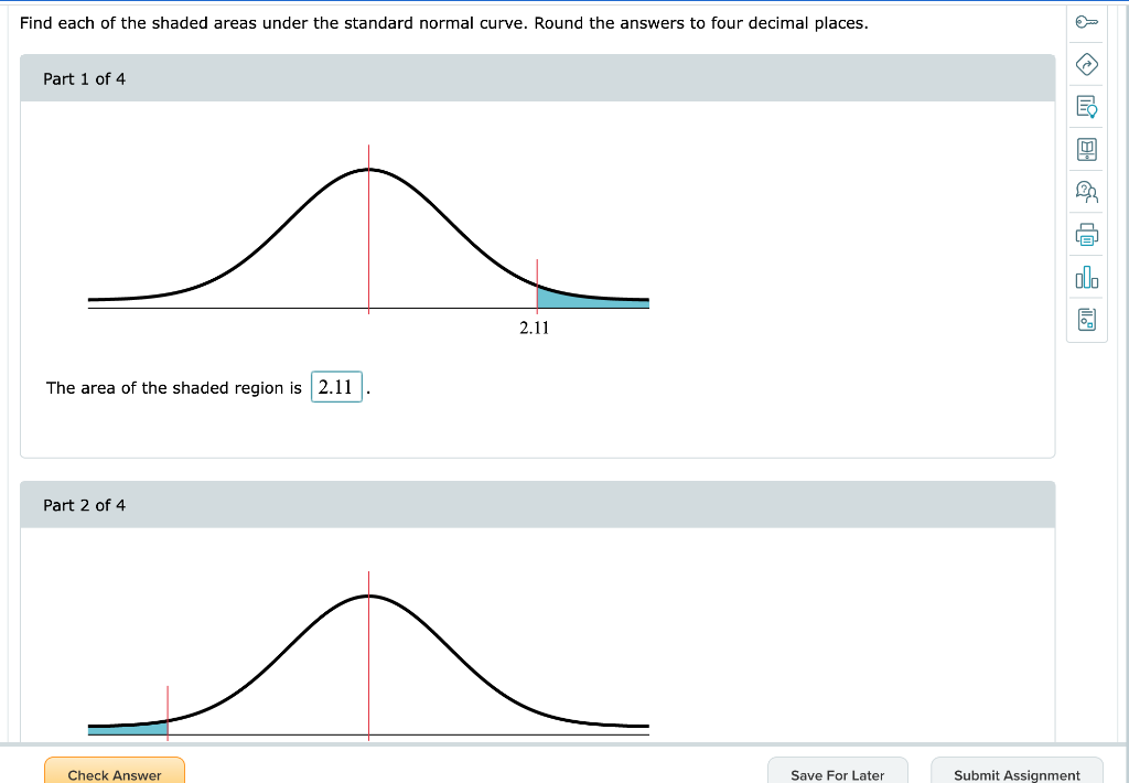 Solved Find each of the shaded areas under the standard | Chegg.com