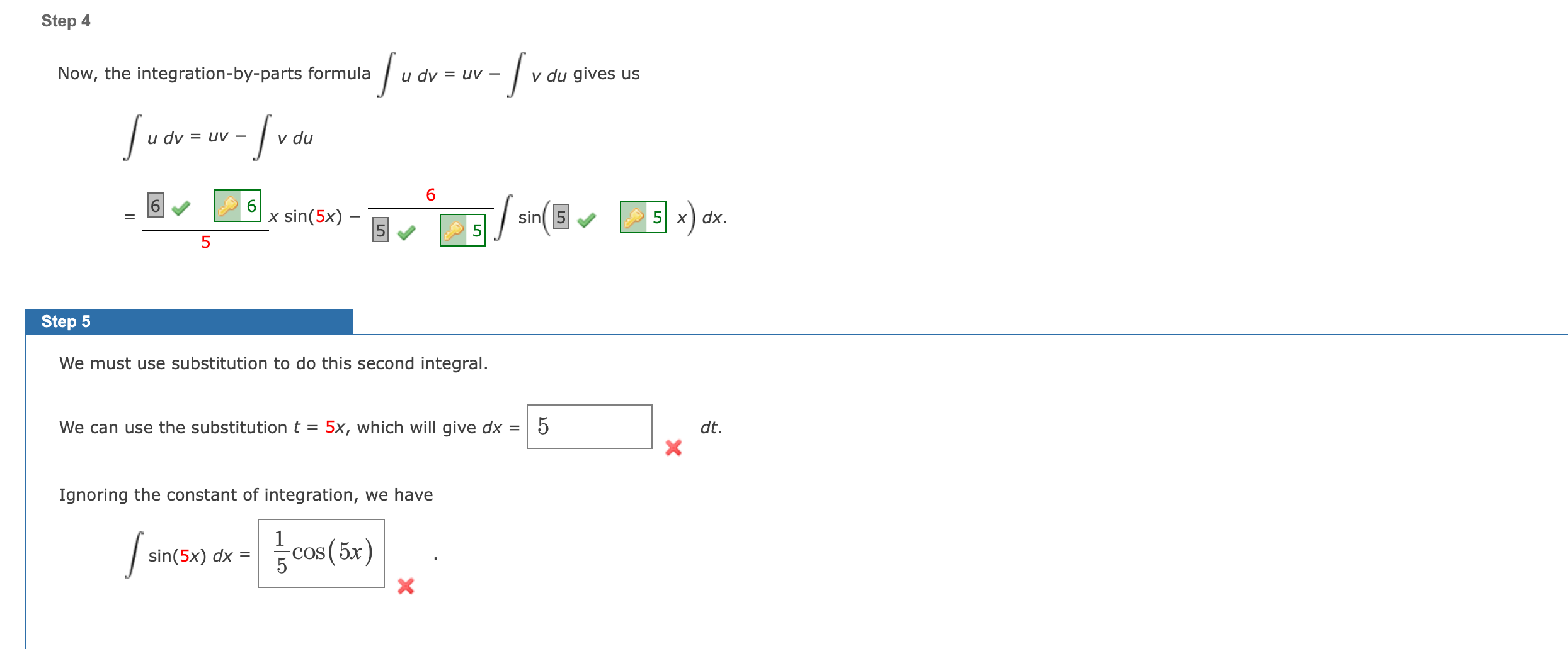 Solved Step 5We must use substitution to do this second | Chegg.com