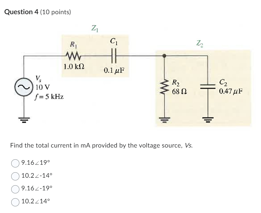 Solved Question 4 (10 points) Find the total current in mA | Chegg.com
