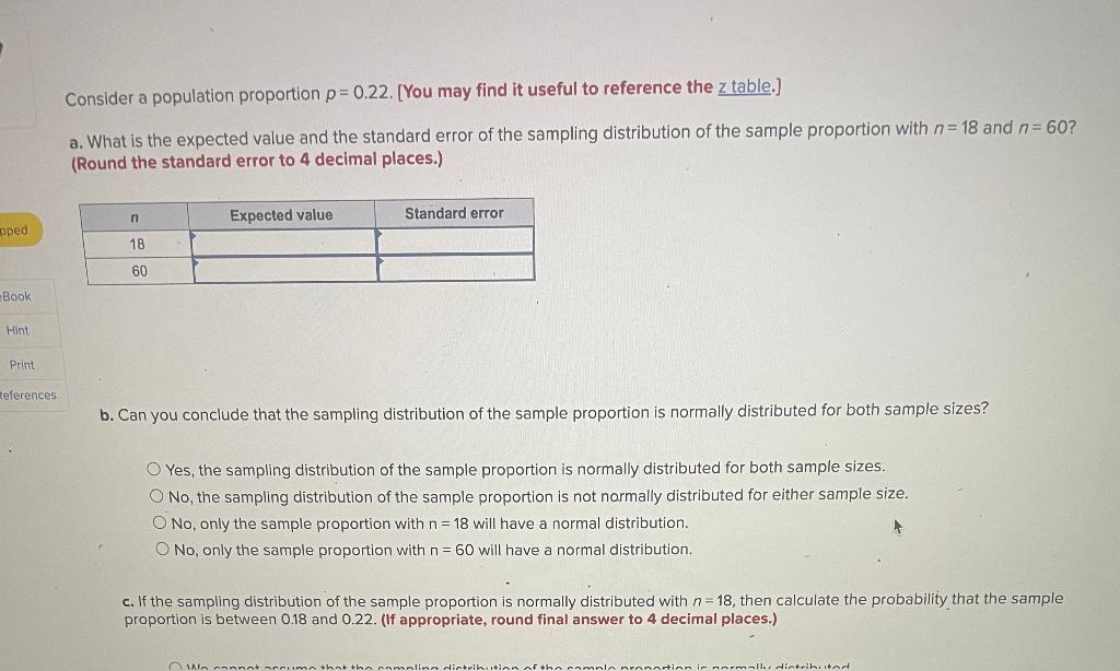 Solved Consider a population proportion p=0.22. [You may | Chegg.com