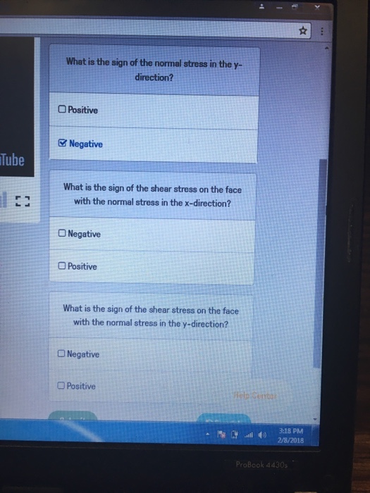 Solved What is the sign of the normal stress in the x- | Chegg.com