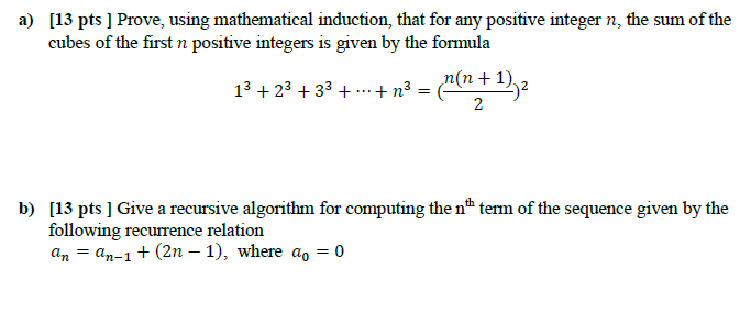 Solved B 13 pts give A Recursive Algorithm For