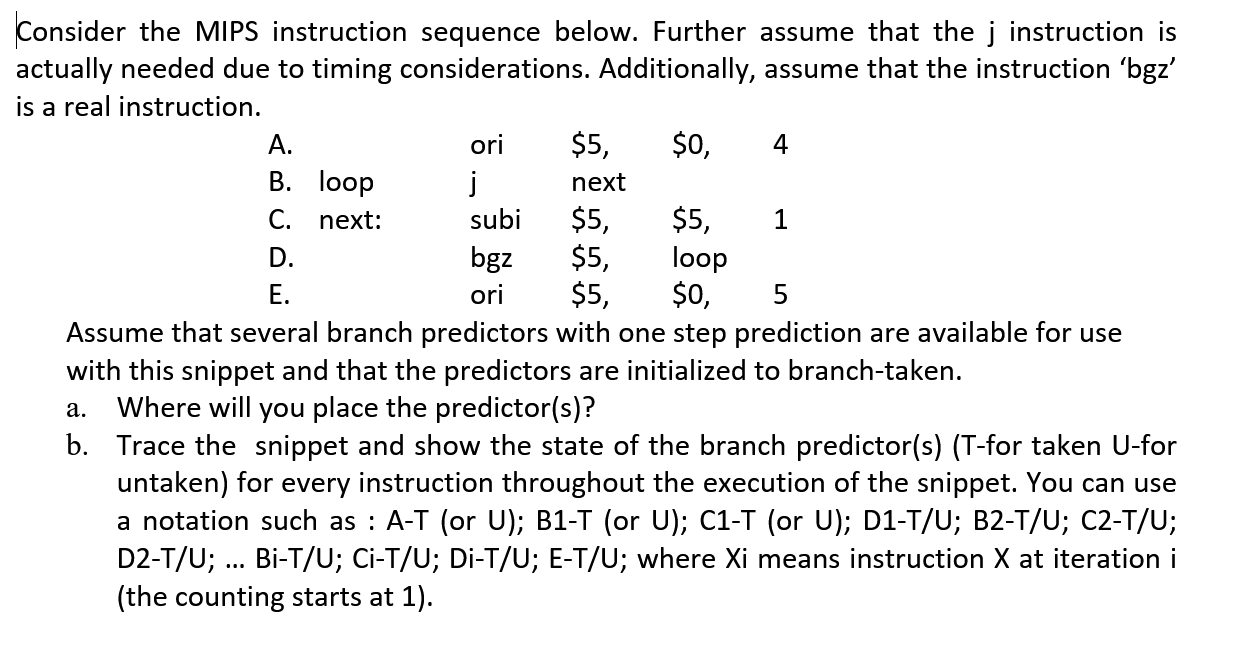 Solved ori Consider the MIPS instruction sequence below. | Chegg.com