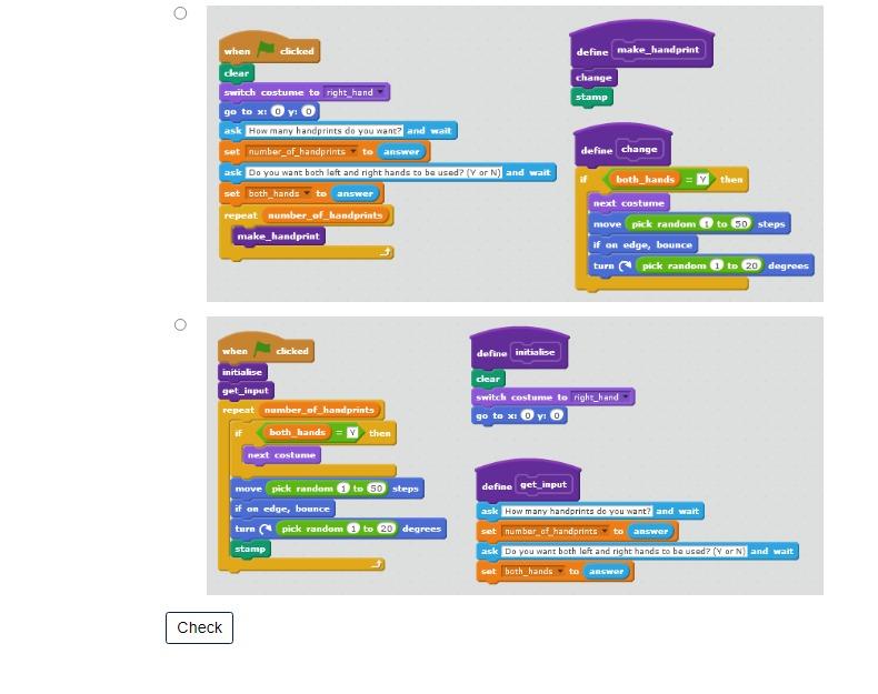 Solved A sprite, Hand, has the following two costumes. Study | Chegg.com