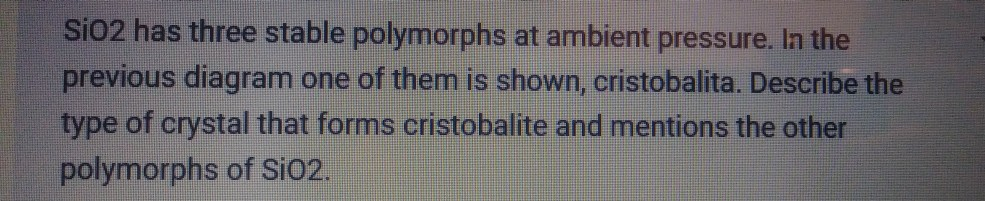 Solved Si Si02 has three stable polymorphs at ambient | Chegg.com