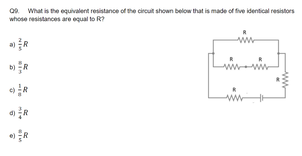 Solved Q9. What is the equivalent resistance of the circuit | Chegg.com