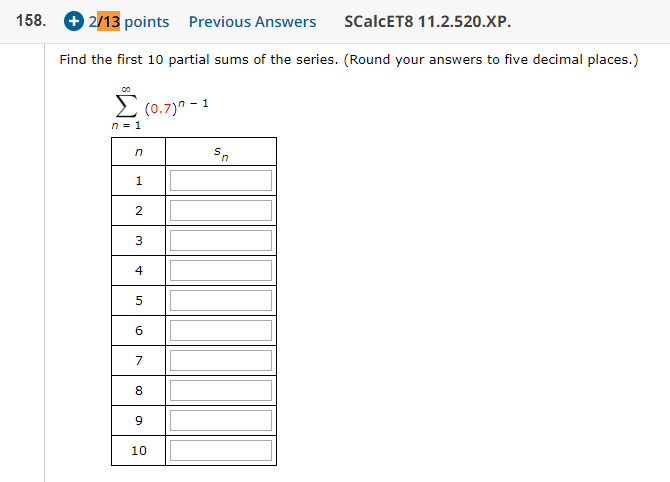 Solved 158. 2/13 points Previous Answers SCalcET8 | Chegg.com