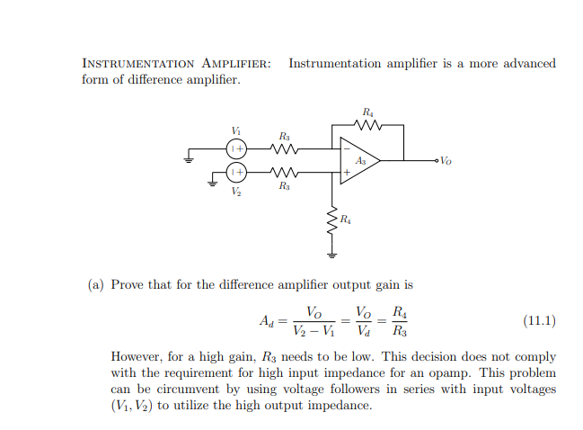 Solved INSTRUMENTATION AMPLIFIER: Instrumentation amplifier | Chegg.com Solved INSTRUMENTATION AMPLIFIER: Instrumentation amplifier | Chegg.com