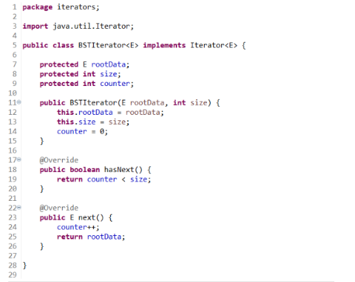Solved Change/complete the BSTIterator.java class so that an | Chegg.com