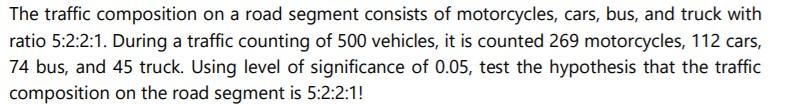 Solved The traffic composition on a road segment consists of | Chegg.com