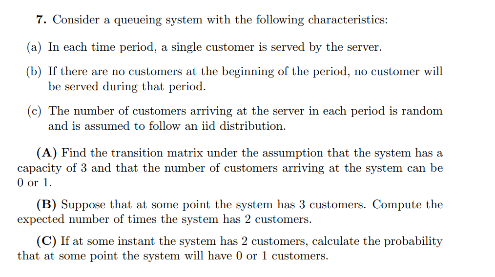 Solved STOCHASTIC PROCESS - ﻿MARKOV CHAIN Consider a | Chegg.com