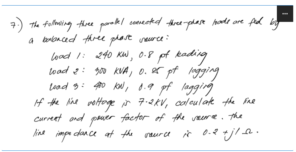 Solved . The following three parallel connected three-phase | Chegg.com