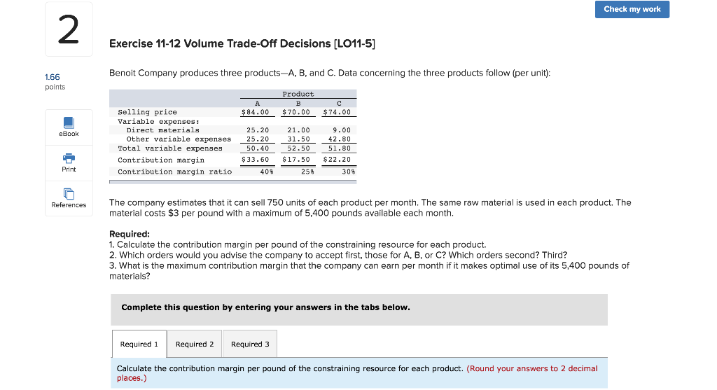 Solved Check My Work 2 Exercise 11 12 Volume Trade Off 