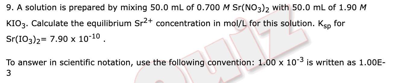 Solved 9. A solution is prepared by mixing 50.0 mL of 0.700 | Chegg.com