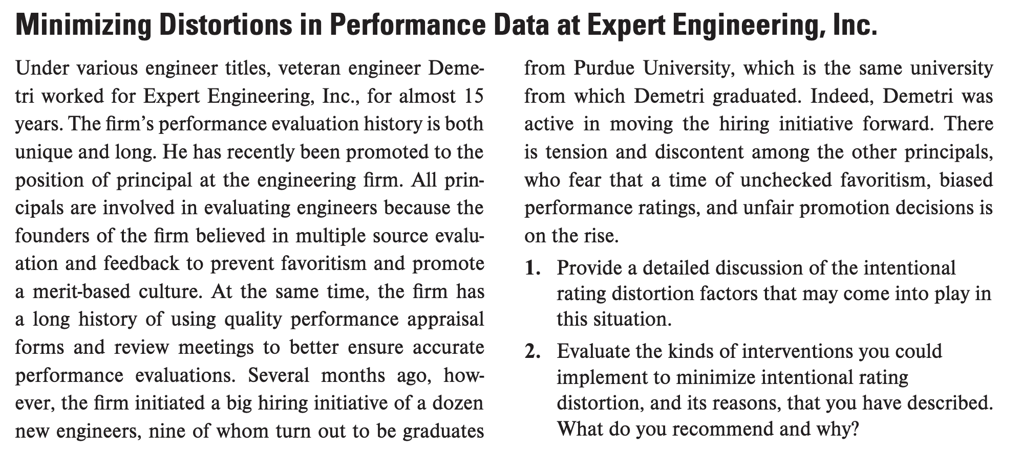 Solved Minimizing Distortions in Performance Data at Expert | Chegg.com