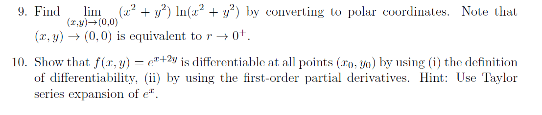 Solved Show that f(x,y)=ex+2y is ﻿differentiable at ﻿all | Chegg.com