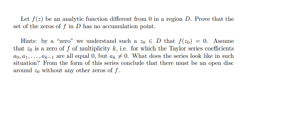 Solved Let f(z) be an analytic function different from 0 in | Chegg.com