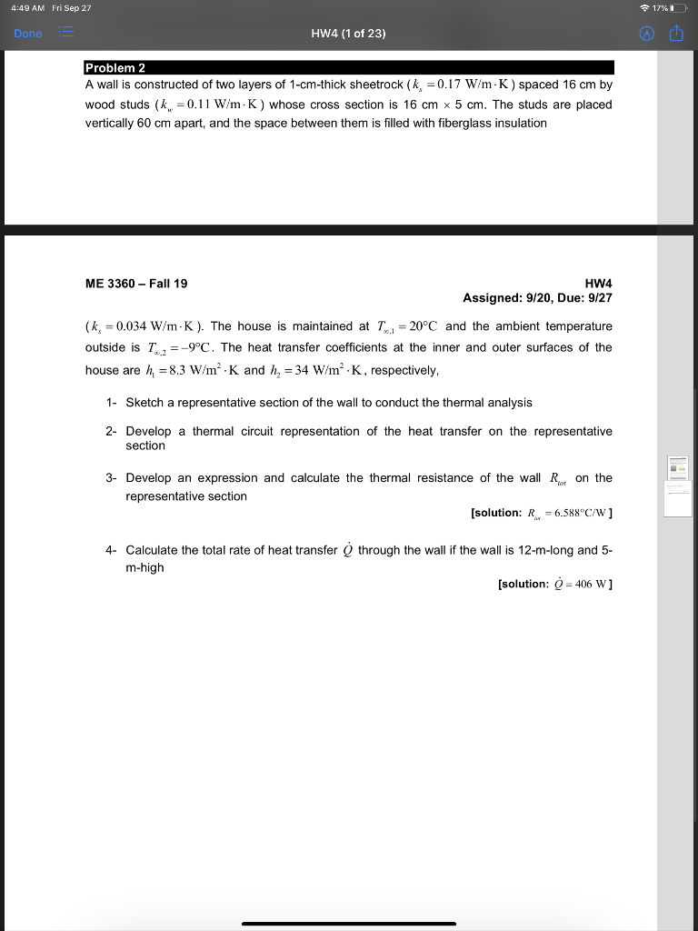 Solved 4:49 AM Fri Sep 27 17% 0 Done HW4 (1 of 23) Problem 2 | Chegg.com