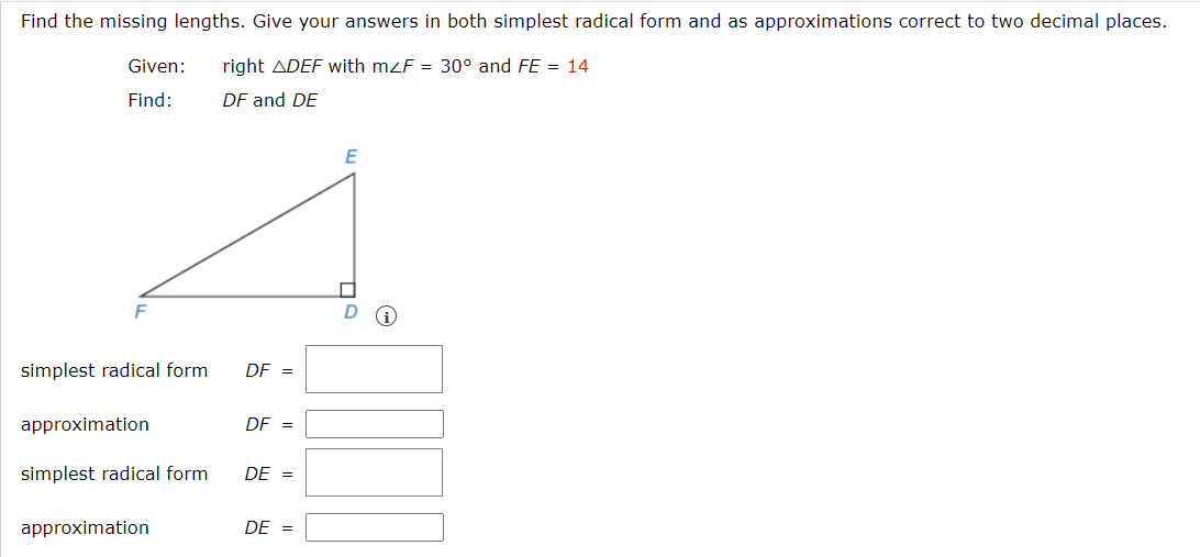 Solved Find the missing lengths. Give your answers in both | Chegg.com