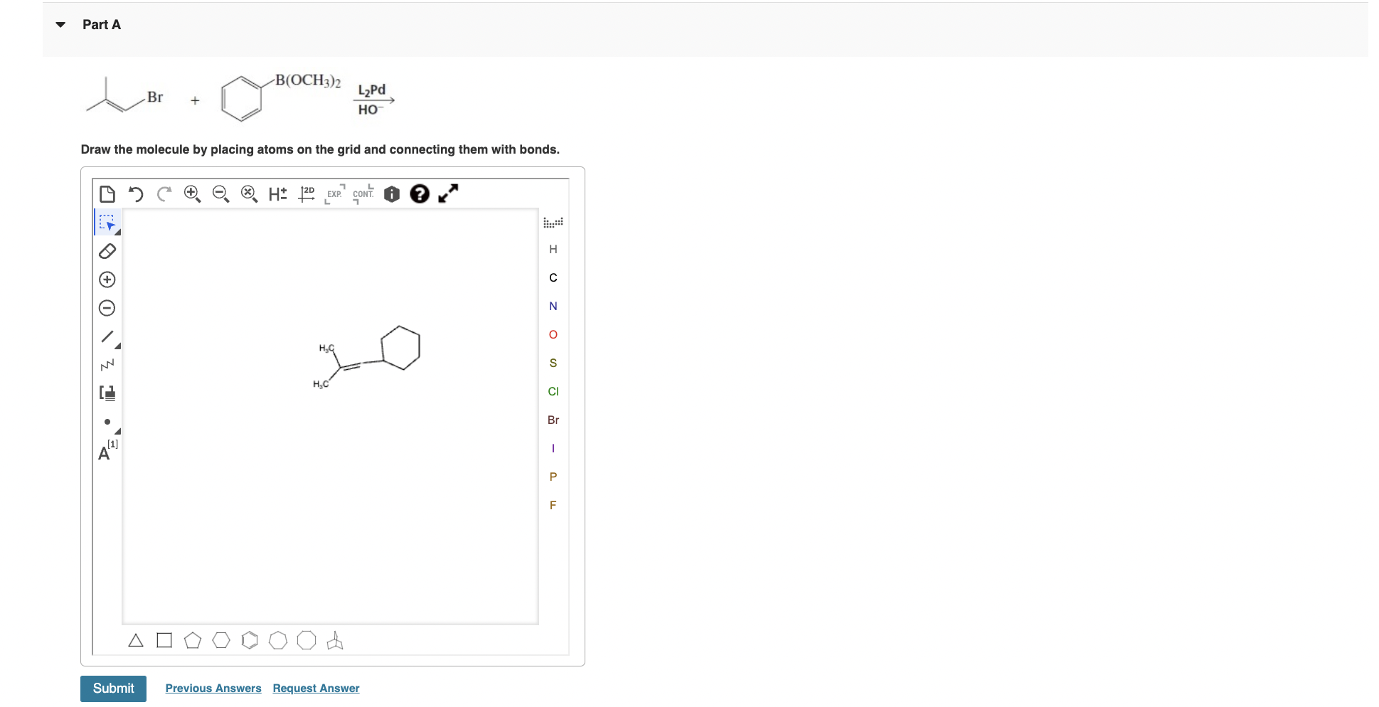Solved Draw the molecule by placing atoms on the grid and | Chegg.com