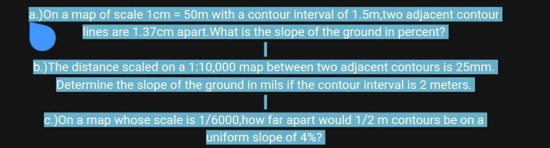 Solved a.) On a map of scale 1cm = 50m with a contour | Chegg.com