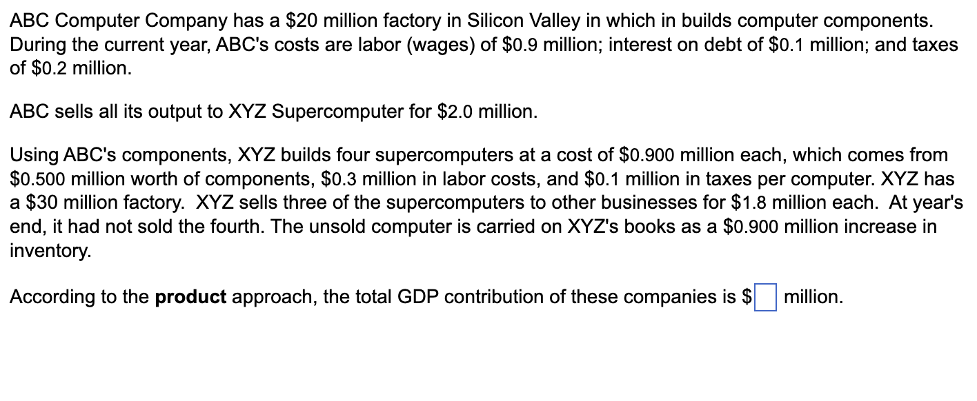 Solved ABC Computer Company has a $20 million factory in | Chegg.com