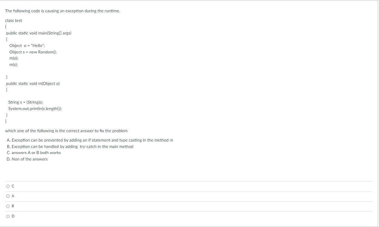 Solved The following code is causing an exception during the | Chegg.com