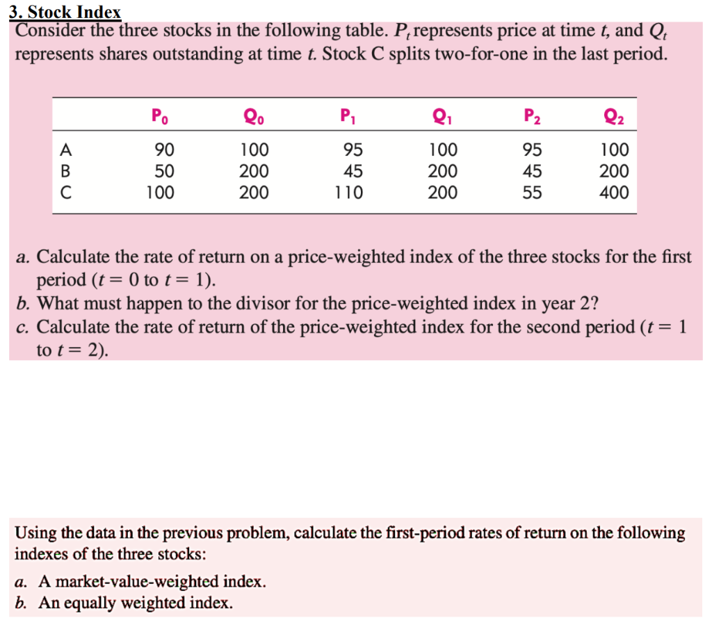 Solved Consider the three stocks in the following table. Pt | Chegg.com