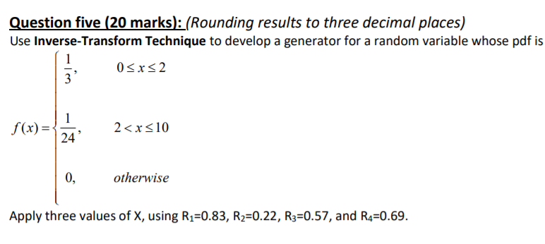 Solved Use Inverse-Transform Technique to develop a | Chegg.com
