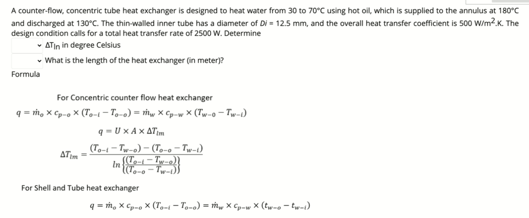 Solved A counter-flow, concentric tube heat exchanger is | Chegg.com