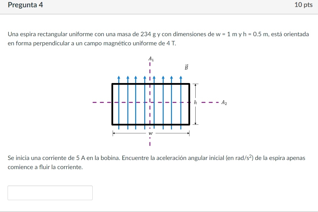 Solved Una espira rectangular uniforme con una masa de 234 g | Chegg.com
