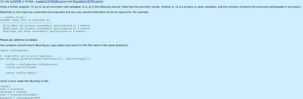 MYSQL and PyMySql question: ( Sample solution format | Chegg.com