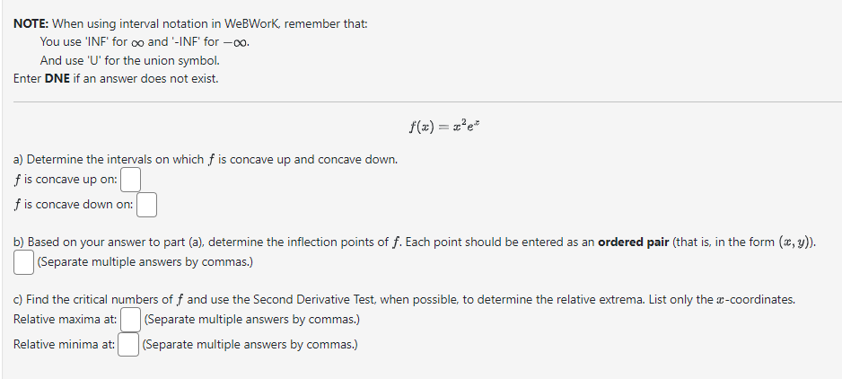 Solved NOTE: When using interval notation in WeBWorK, | Chegg.com