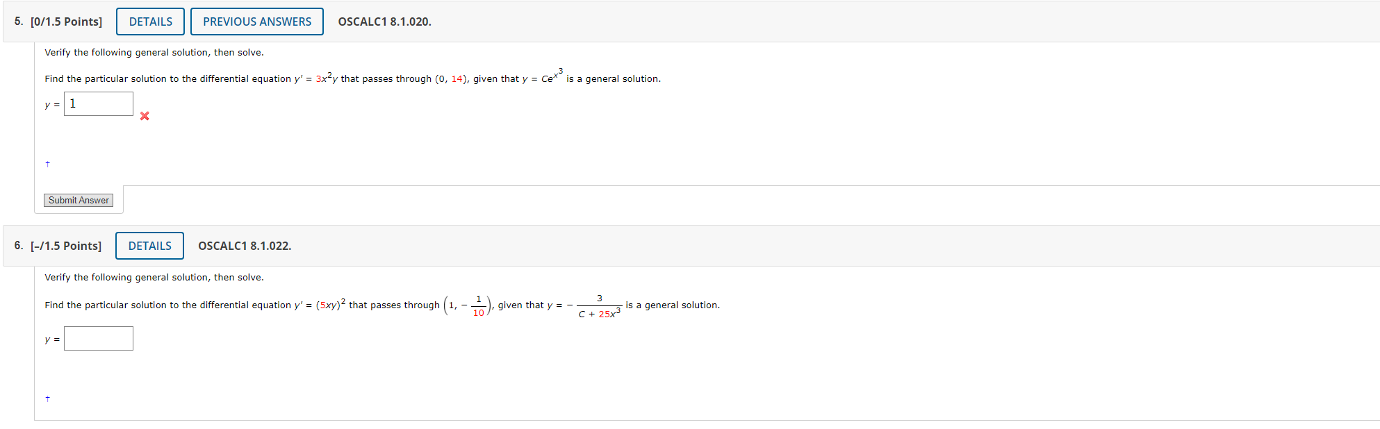 Solved Verify the following general solution, then solve. | Chegg.com