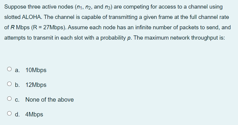 Solved Suppose three active nodes (n1, n2, and n3) are | Chegg.com