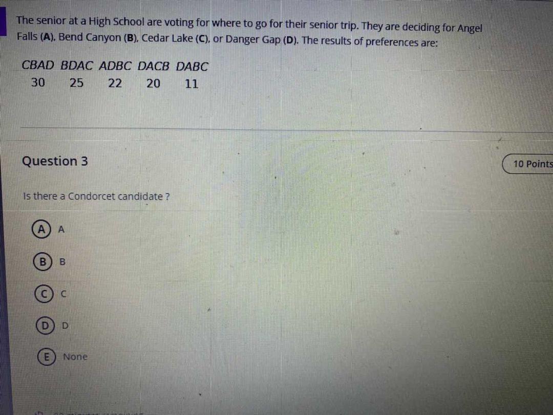 Solved The senior at a High School are voting for where to | Chegg.com