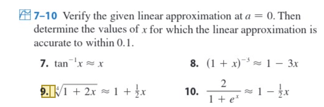 Solved 7-10 ﻿Verify the given linear approximation at a=0. | Chegg.com
