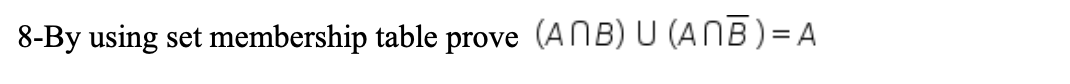 Solved (A∩B)∪(A∩Bˉ)=A | Chegg.com