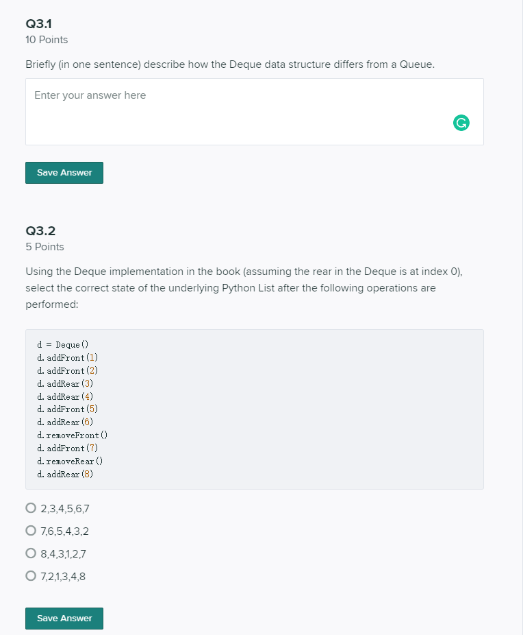 Solved Q3.1 10 Points Briefly (in one sentence) describe how | Chegg.com