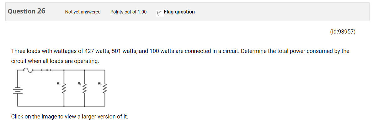 Solved Three loads with wattages of 427 ﻿watts, 501 ﻿watts, | Chegg.com