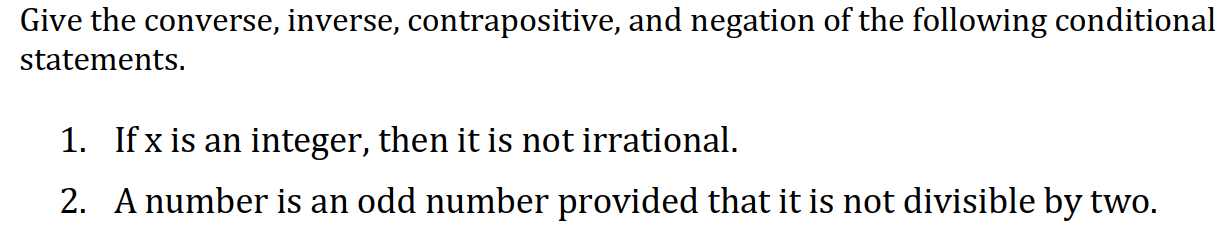 Solved Give the converse, inverse, contrapositive, and | Chegg.com