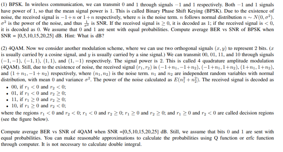 Question BER vs SNR with different modulation | Chegg.com