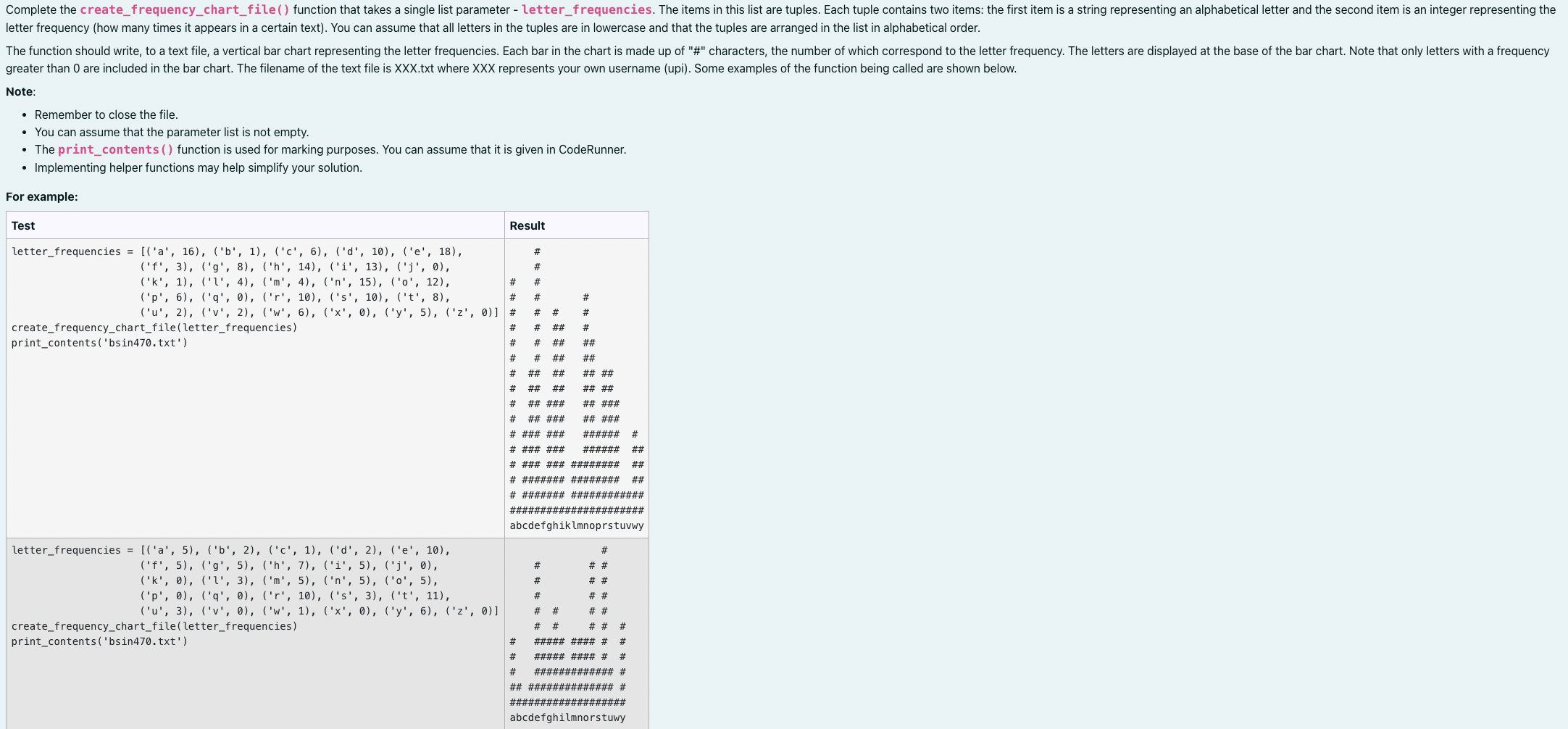 Solved Complete the create_frequency_chart_file() function | Chegg.com Solved Complete the create_frequency_chart_file() function | Chegg.com