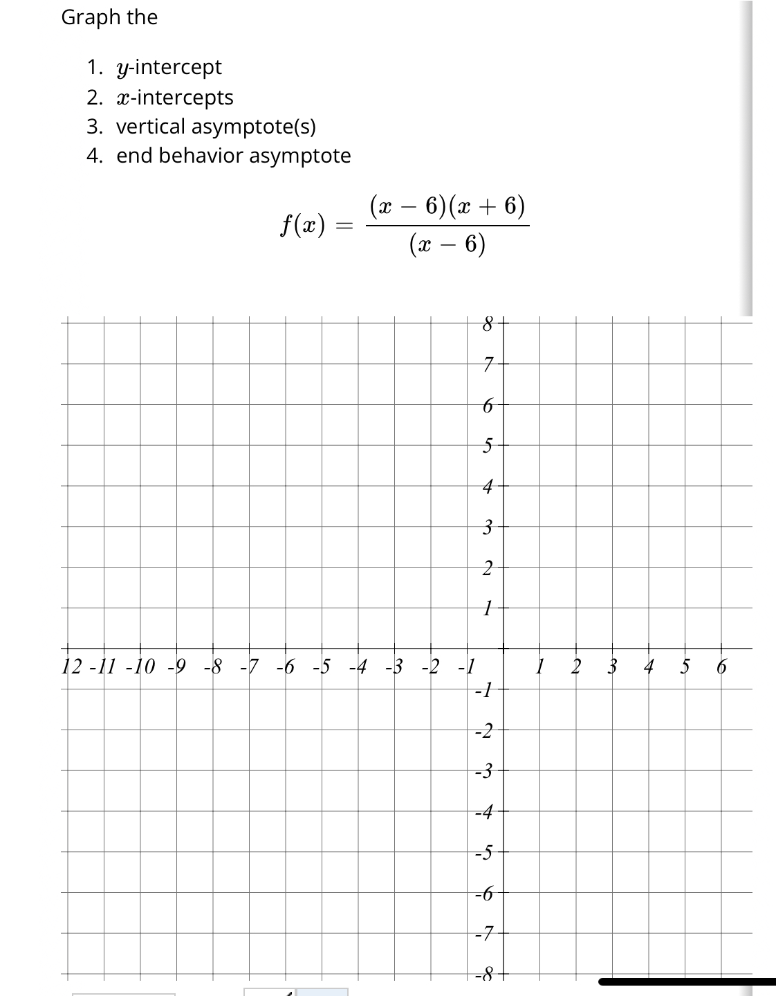 Solved Graph the 1. y-intercept 2. x-intercepts 3. vertical | Chegg.com