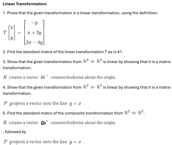 Solved Linear Transformation:Prove that the given | Chegg.com