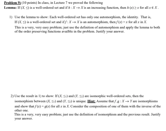 Problem 9) (10 points) In class, in Lecture 7 we | Chegg.com